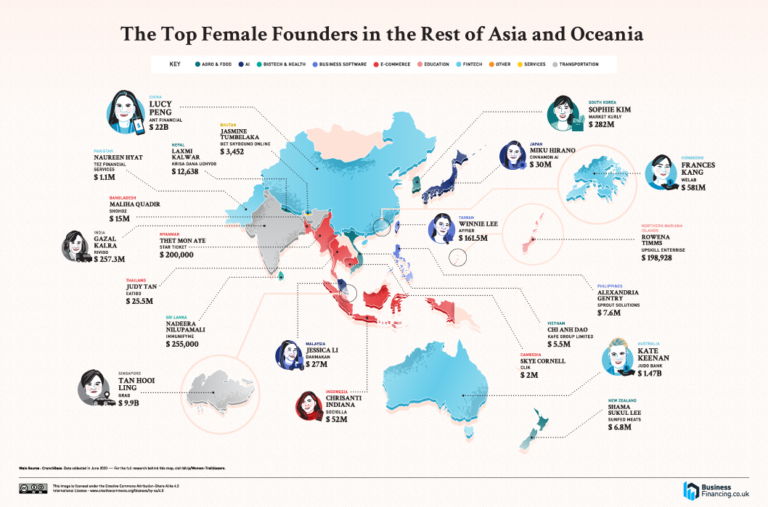The Top Female Founder In Every Country World Map